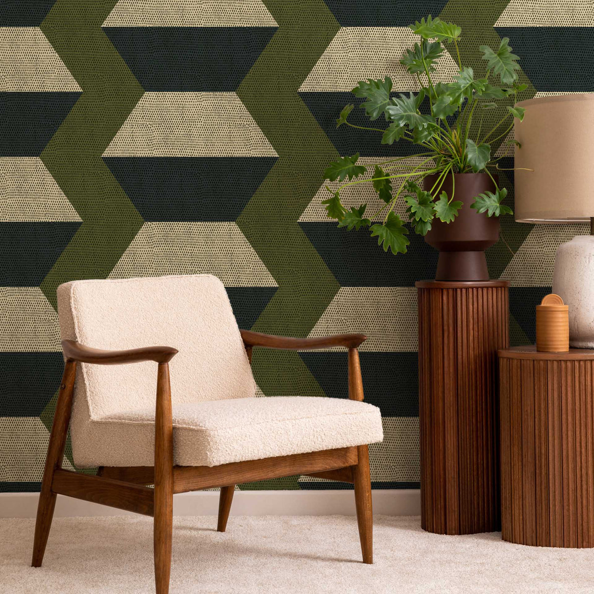 Infinity Blocks Wallpaper - Olive Taupe | Pattern Wallpaper – Scout Design Studio