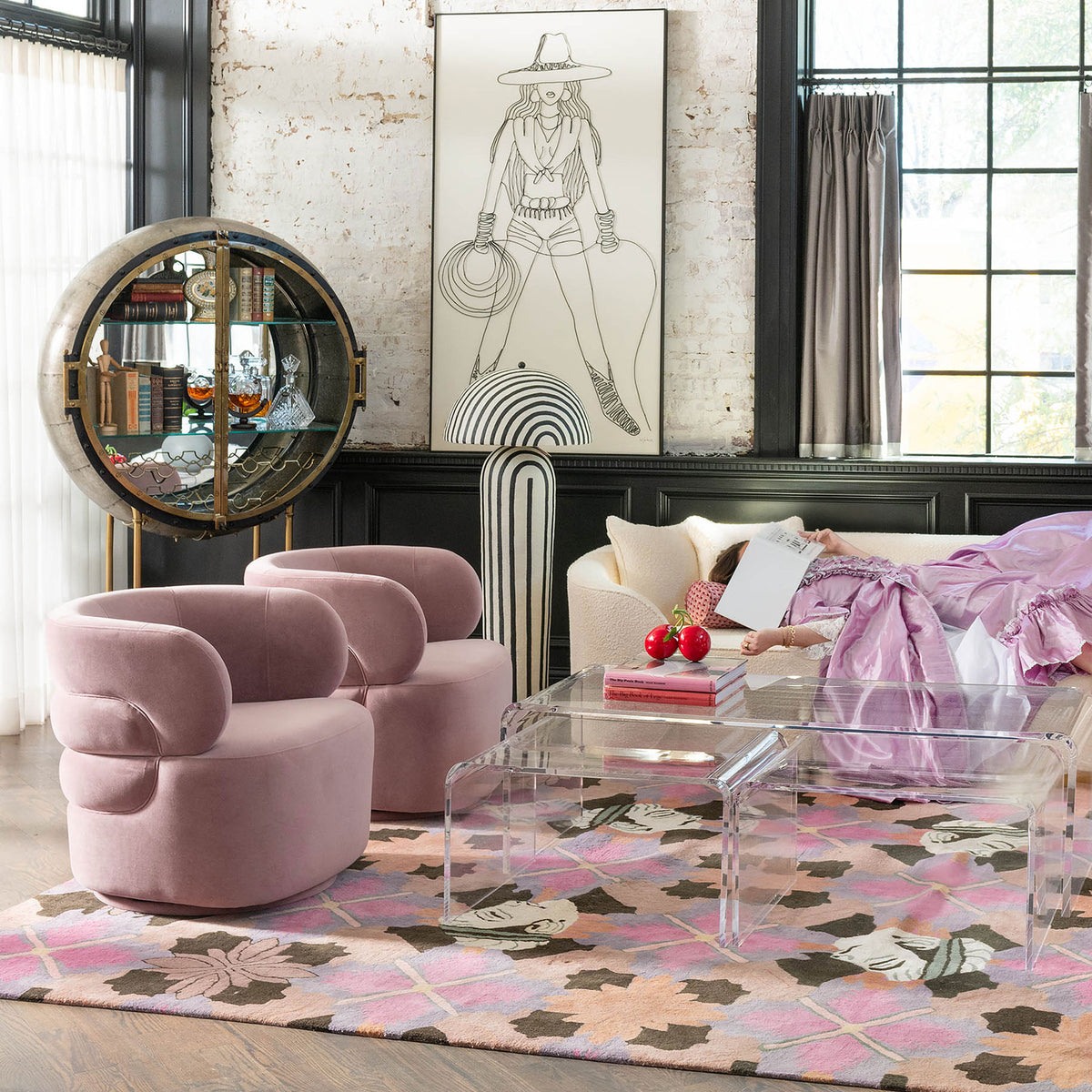 Capri Swivel Chair In Rose | Contemporary Seating – Scout Design Studio