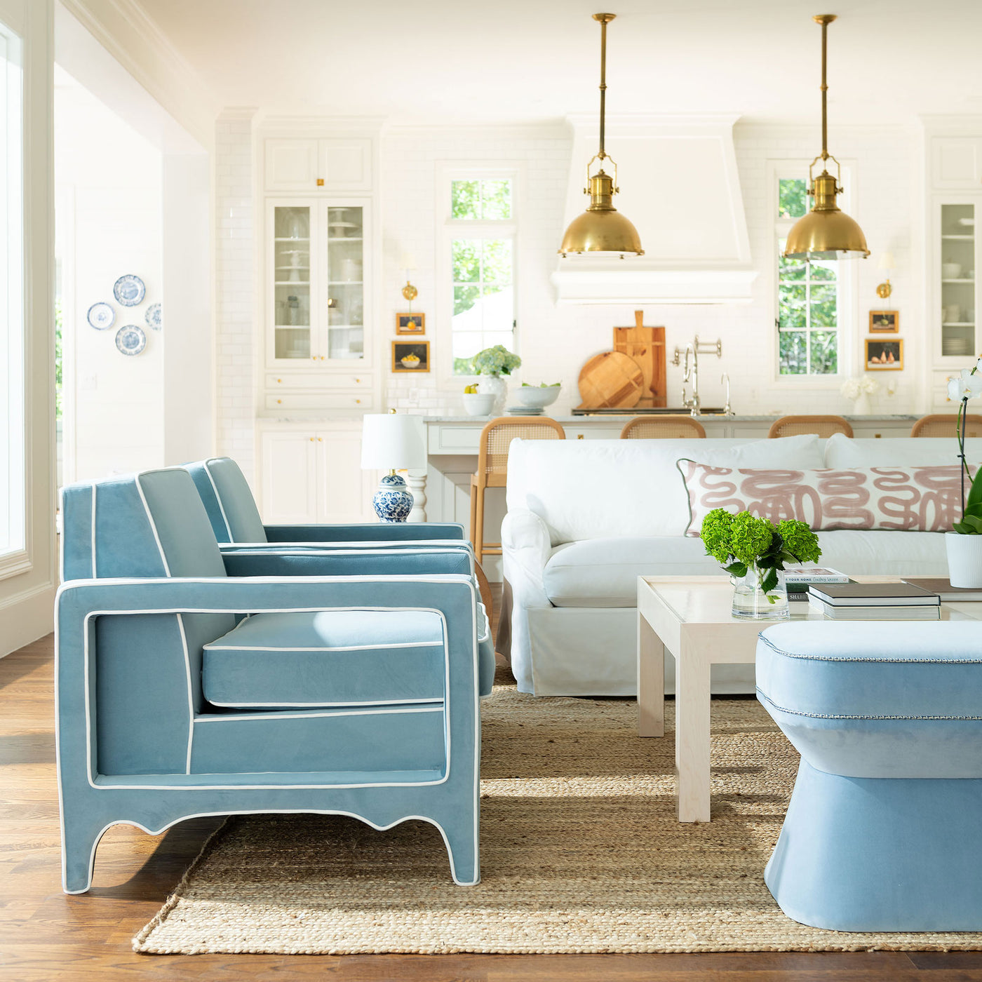 Cary Chair in Frost Blue | Modern Velvet Armchair – Scout Design Studio