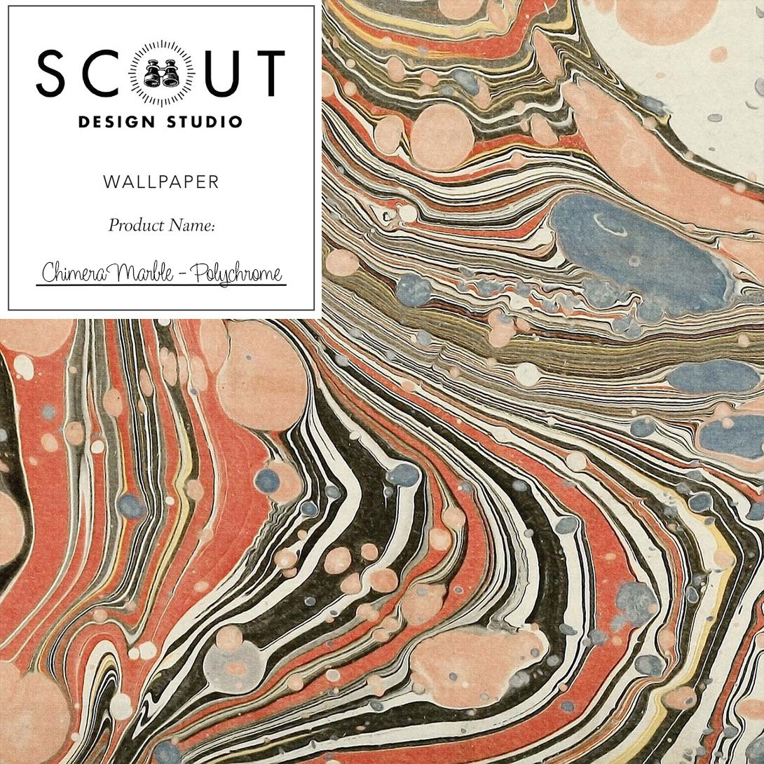 Chimera Marble Mural in Polychrome Sample | Wallpaper Sample – Scout Design Studio
