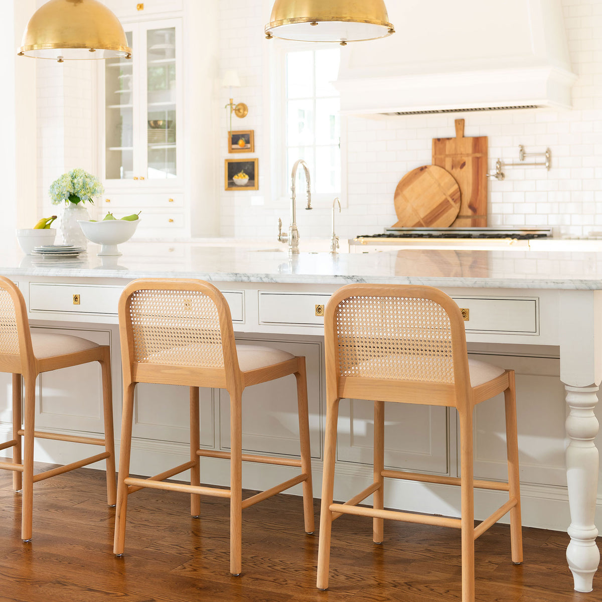 Commander Counter Stool | Cane & Linen Kitchen Seating – Scout Design ...