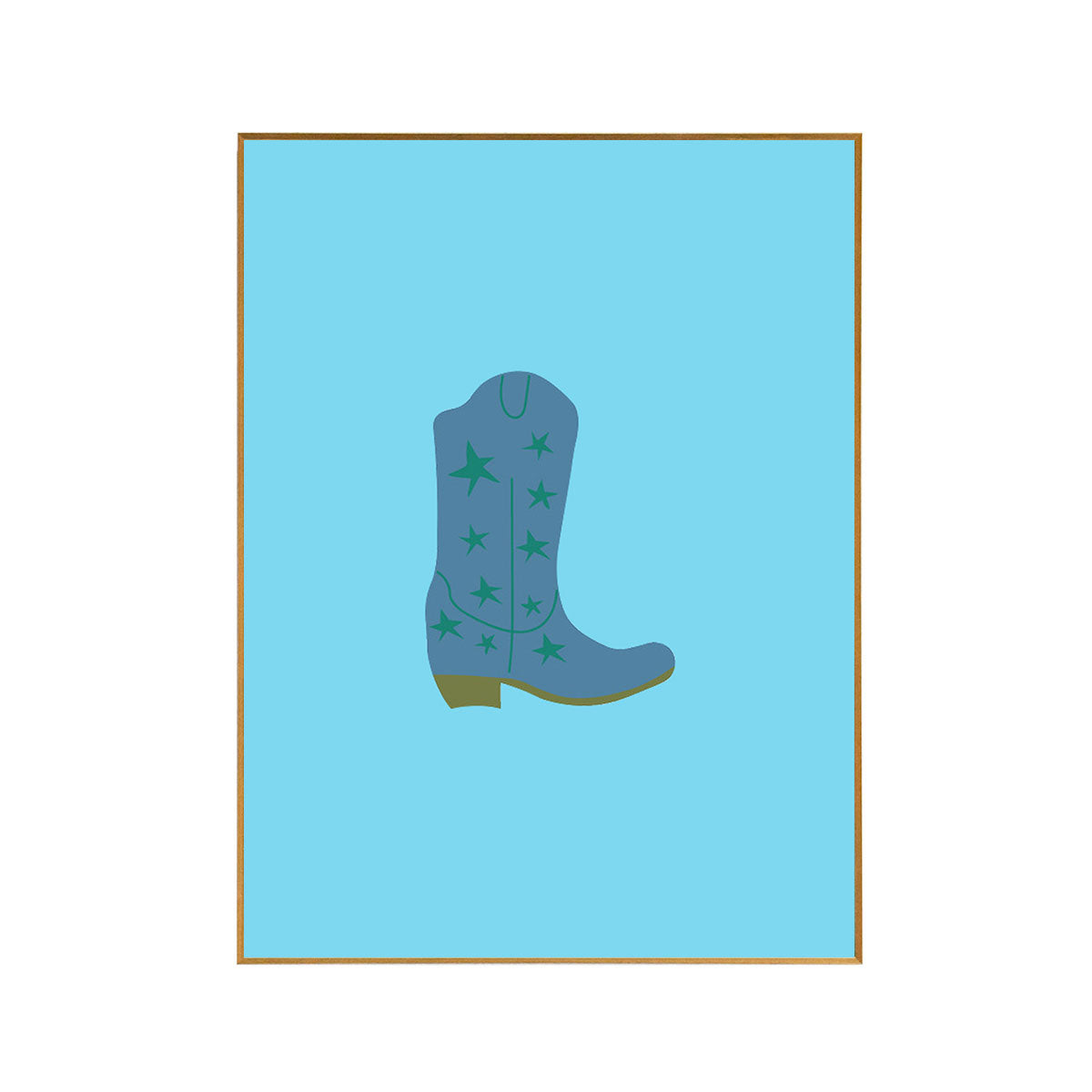 Framed Cowboy Boot Print - Denim | Printed Wall Art – Scout Design Studio