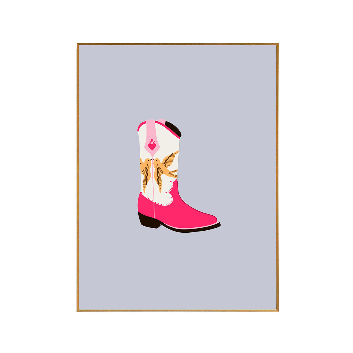 Framed Cowboy Boot Print - Lilac | Printed Wall Art – Scout Design Studio