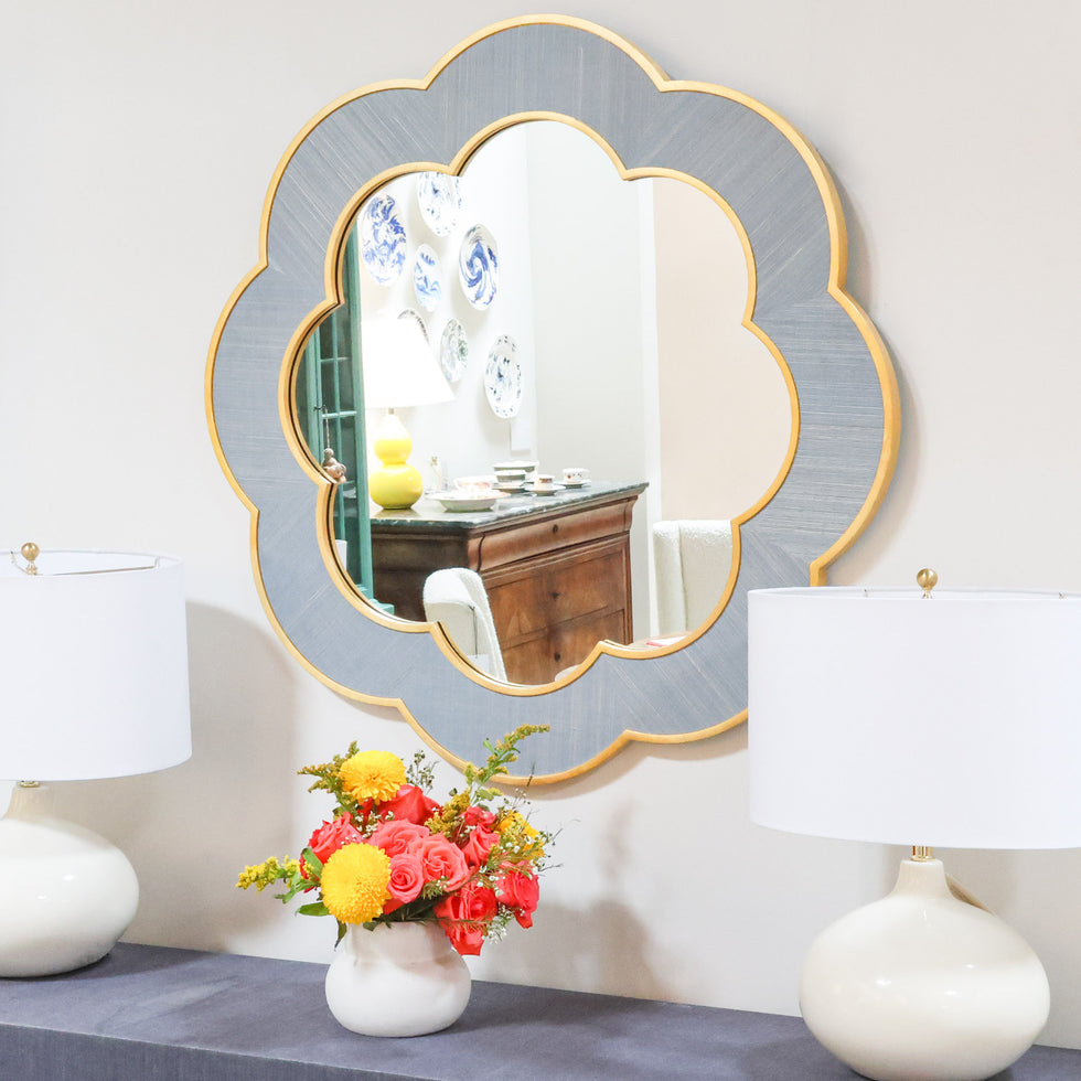 Leigh Mirror | Grasscloth Flower Mirror – Scout Design Studio