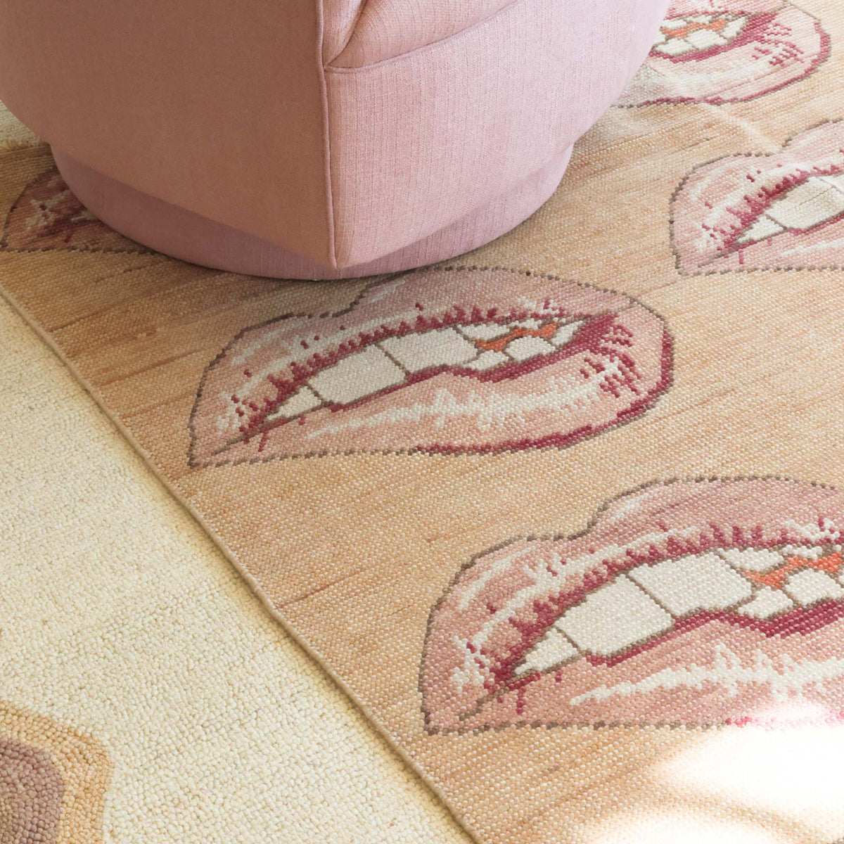 Lip Tease Turkish Knot Rug | Pink Lip Rug – Scout Design Studio