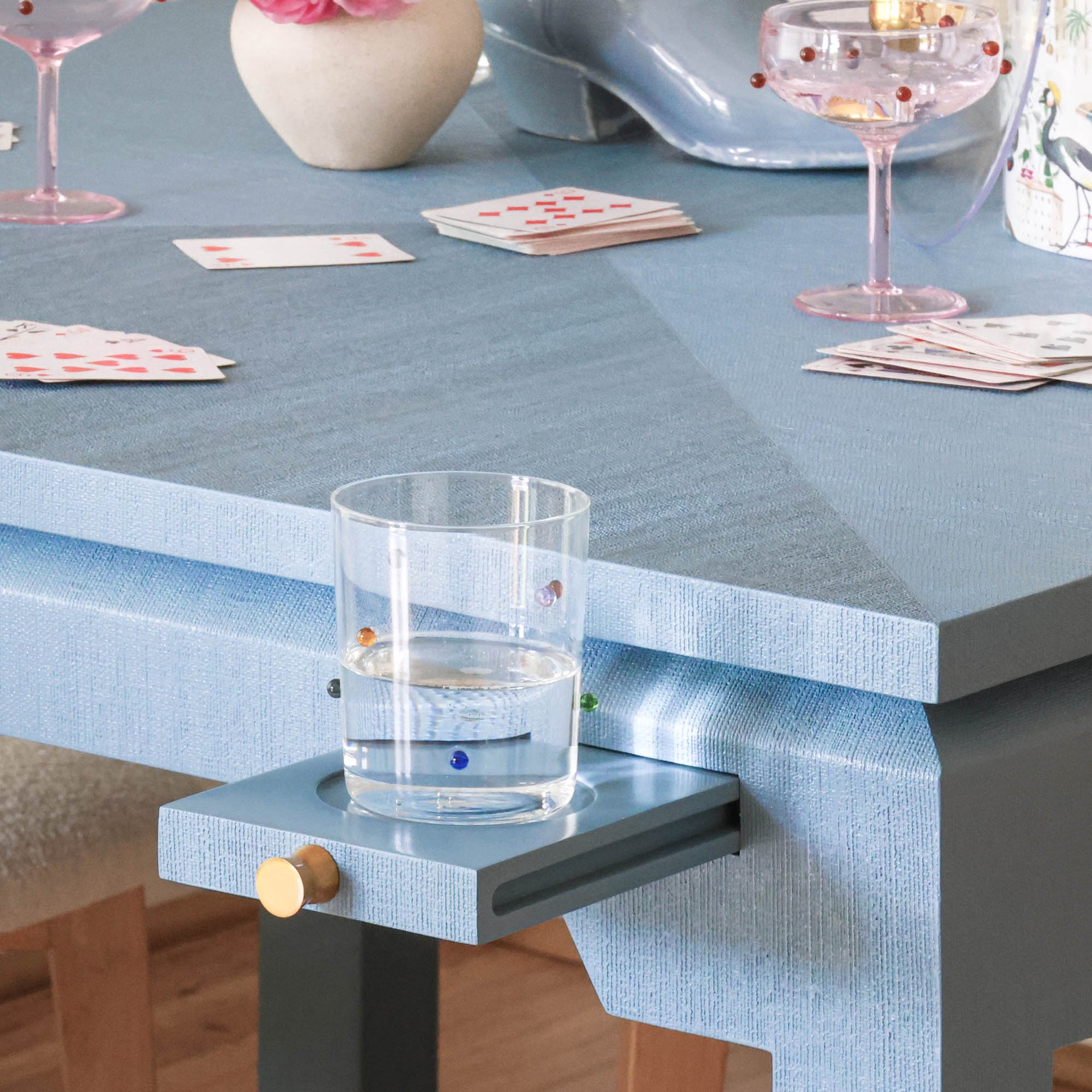 Pass the Rose Game Table in Blue | Grasscloth Game Table – Scout Design ...