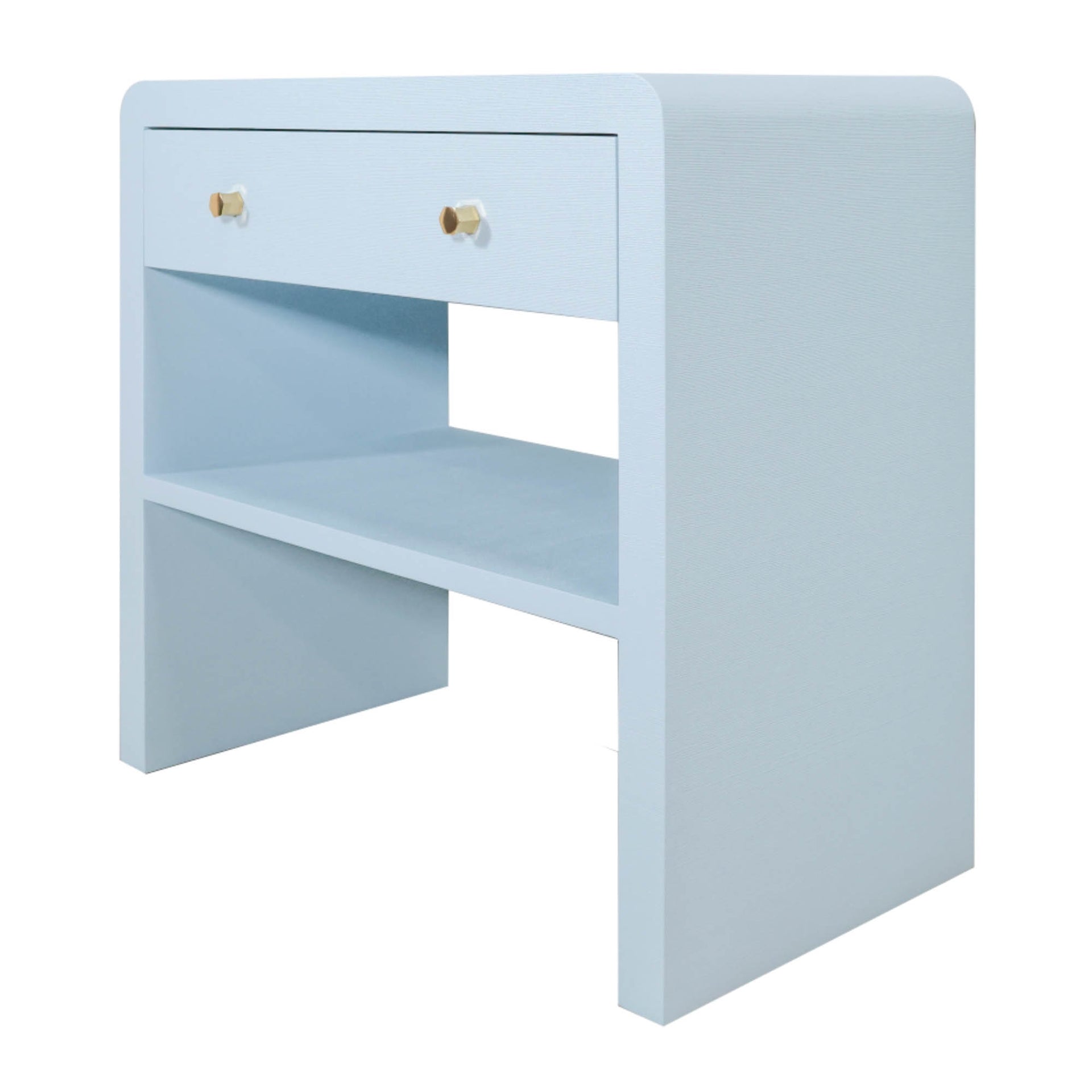 Pillow Bedside Table in Light Blue | Contemporary Nightstand in Faux ...