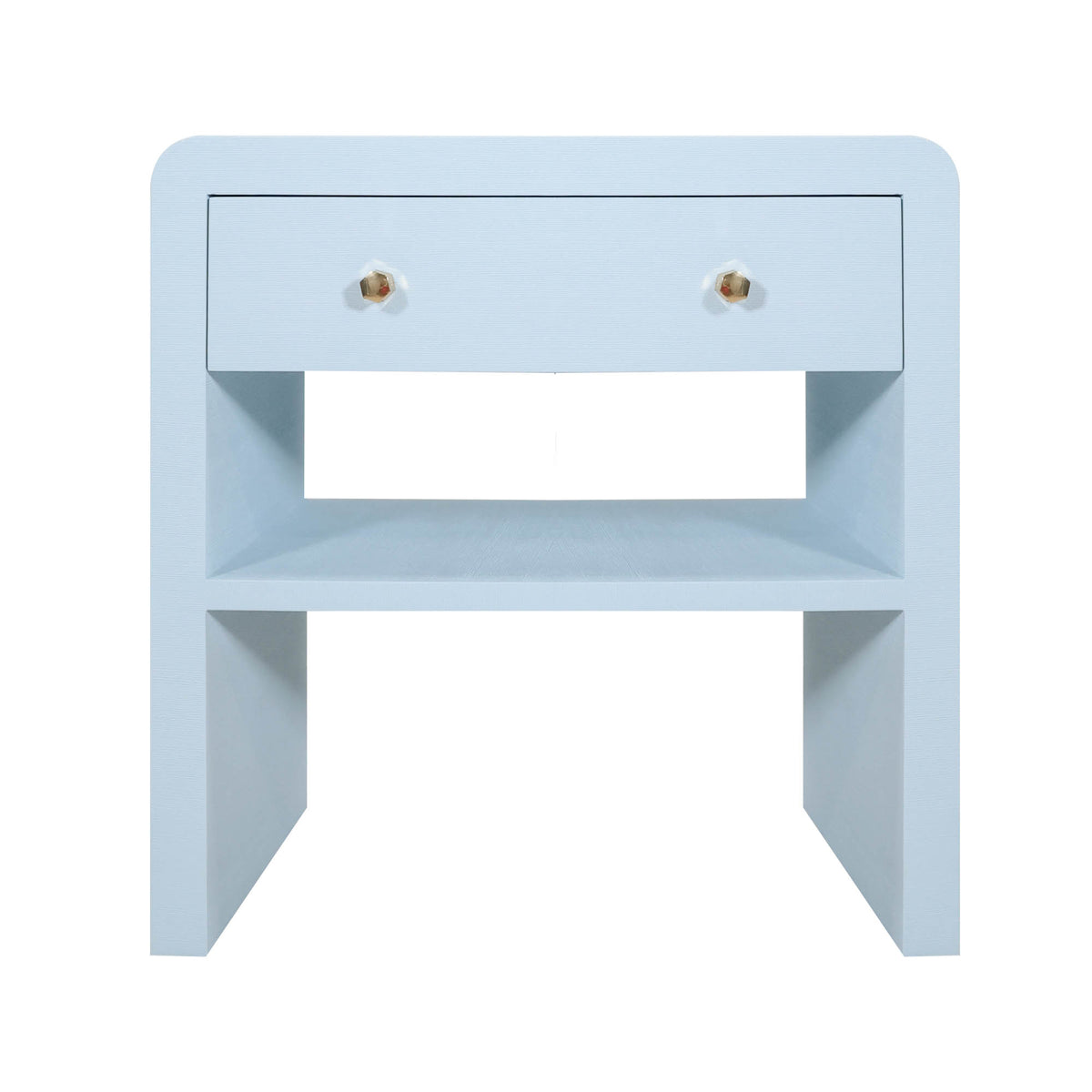 Pillow Bedside Table in Light Blue | Contemporary Nightstand in Faux ...
