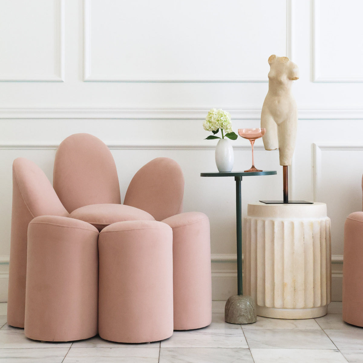 Selene Chair in Blush | Contemporary Pink Flower Chair – Scout Design ...