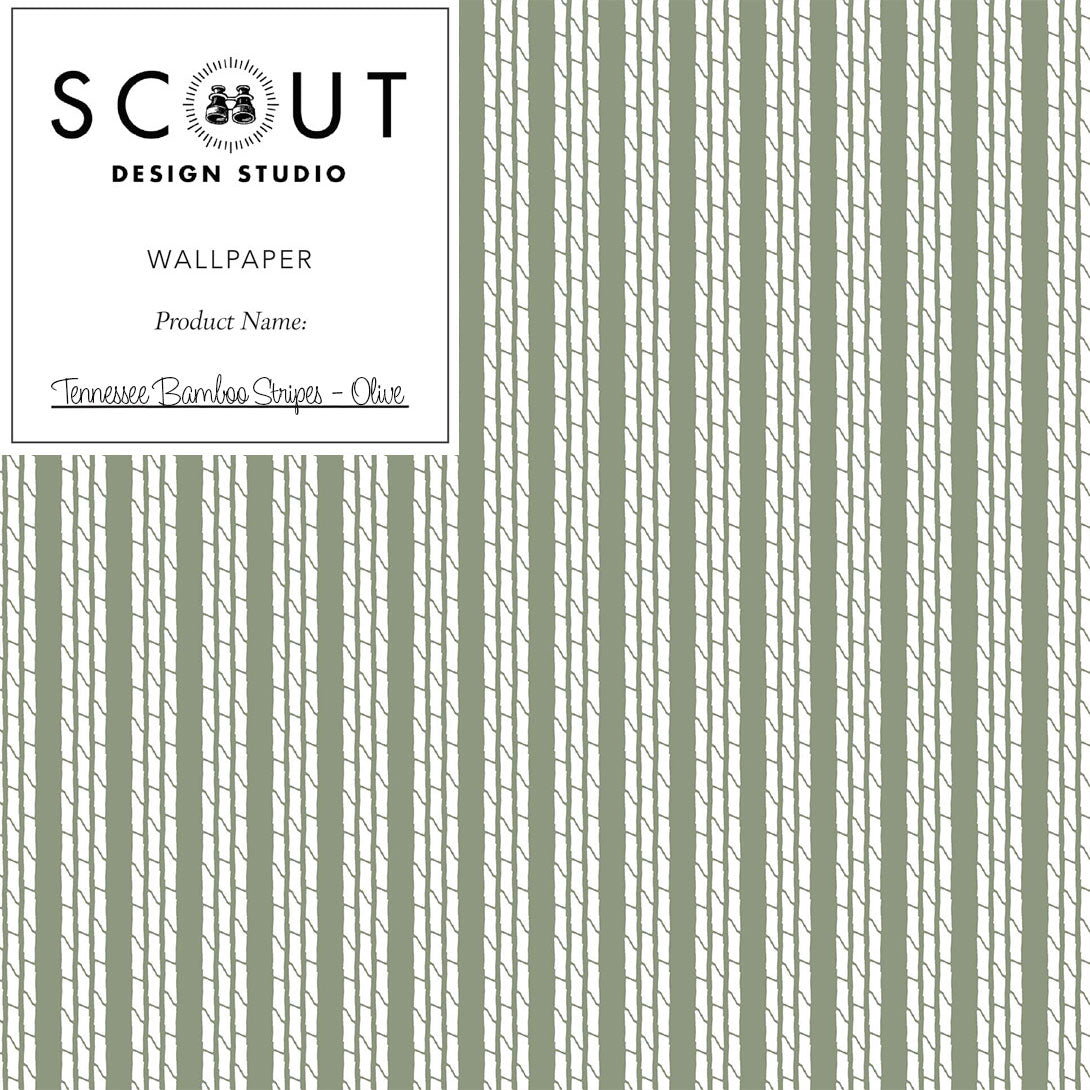 Tennessee Bamboo Stripes Wallpaper in Olive Sample | Wallpaper Sample ...