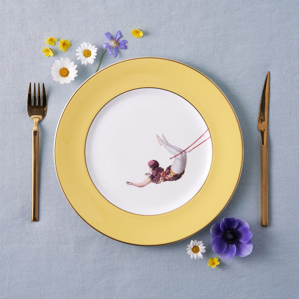 Trapeze Girl Dinner Plate Yellow | Unique Serveware – Scout Design Studio