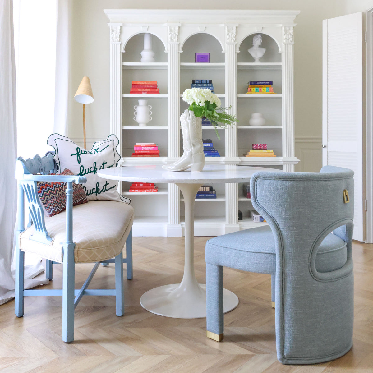 Valerie Dining Chair in French Blue Linen | Modern Dining Seating ...