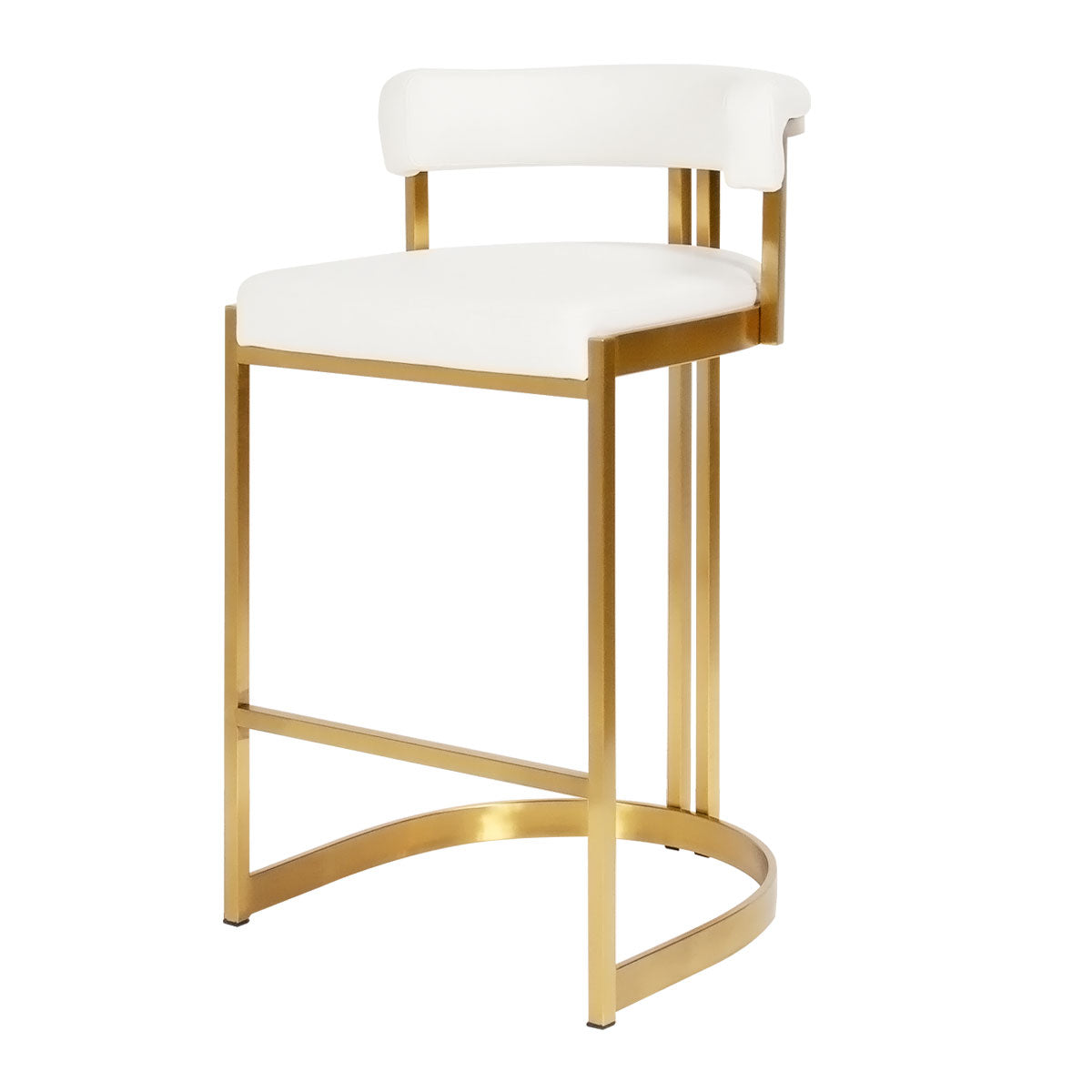 Ballantine Counter Stool In White Leather Brass | Kitchen & Dining ...