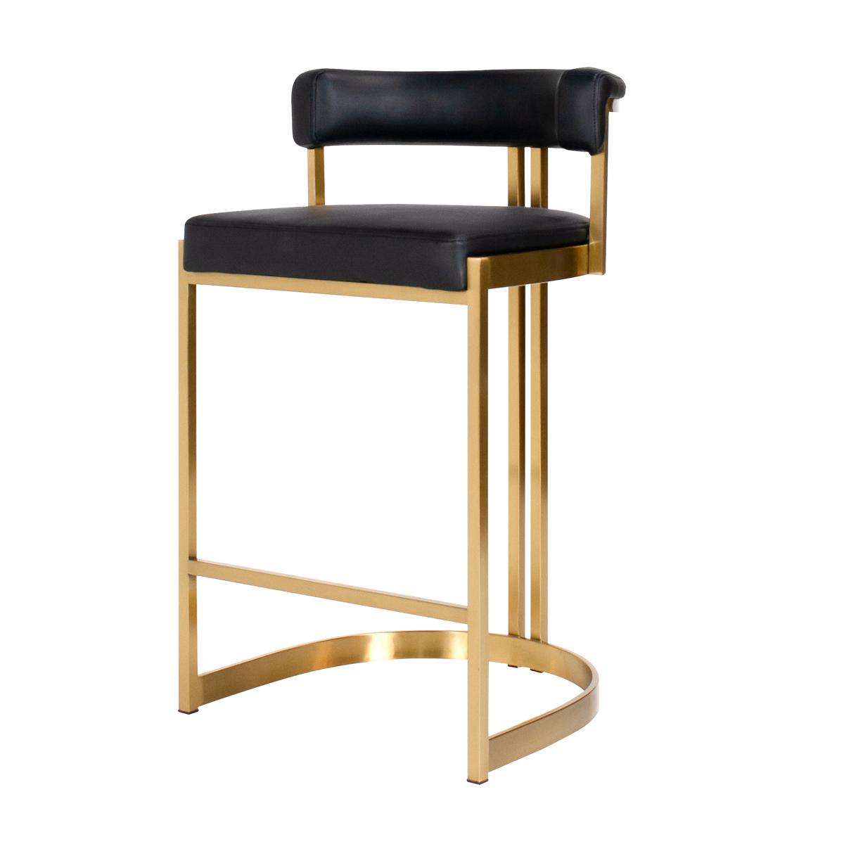 Ballantine Counter Stool in Black Leather Brass | Kitchen & Dining ...