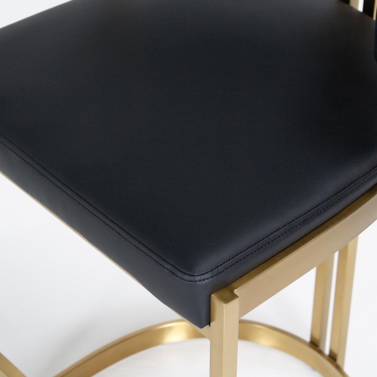 Ballantine Counter Stool in Black Leather Brass | Kitchen & Dining ...