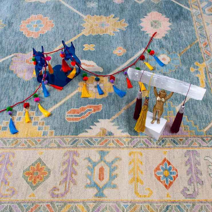 Poppy Turkish Knot Rug | Blue Oushak Rug – Scout Design Studio