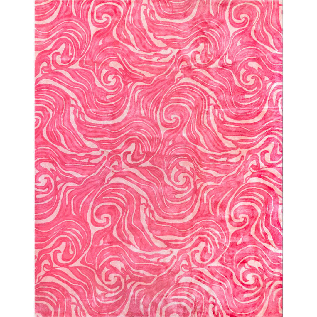 Tufted Pink Background Pattern Sybil Pink Tufted Rug | Pink Wave Rug